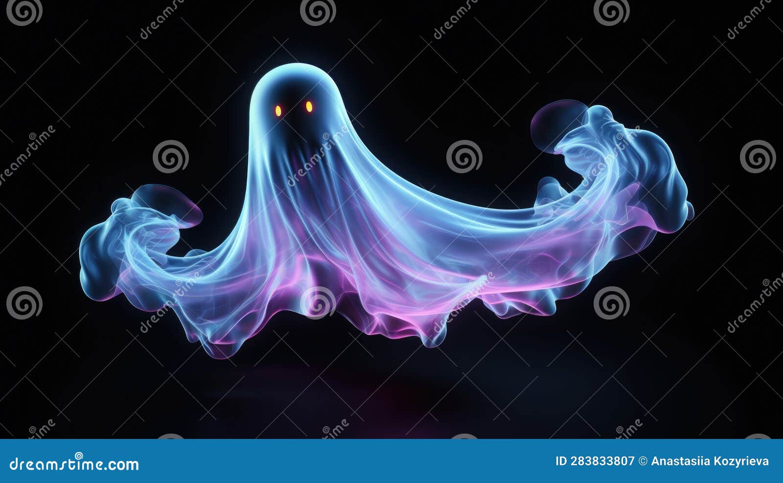 Fantasy Ghost in Blue Smoke on a Black Background. 3d Rendering ...