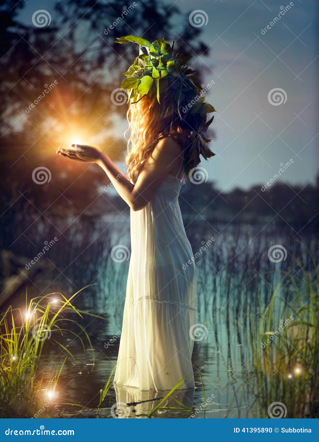 Fantasy Girl Taking Magic Light Stock Photo - Image of mysterious ...