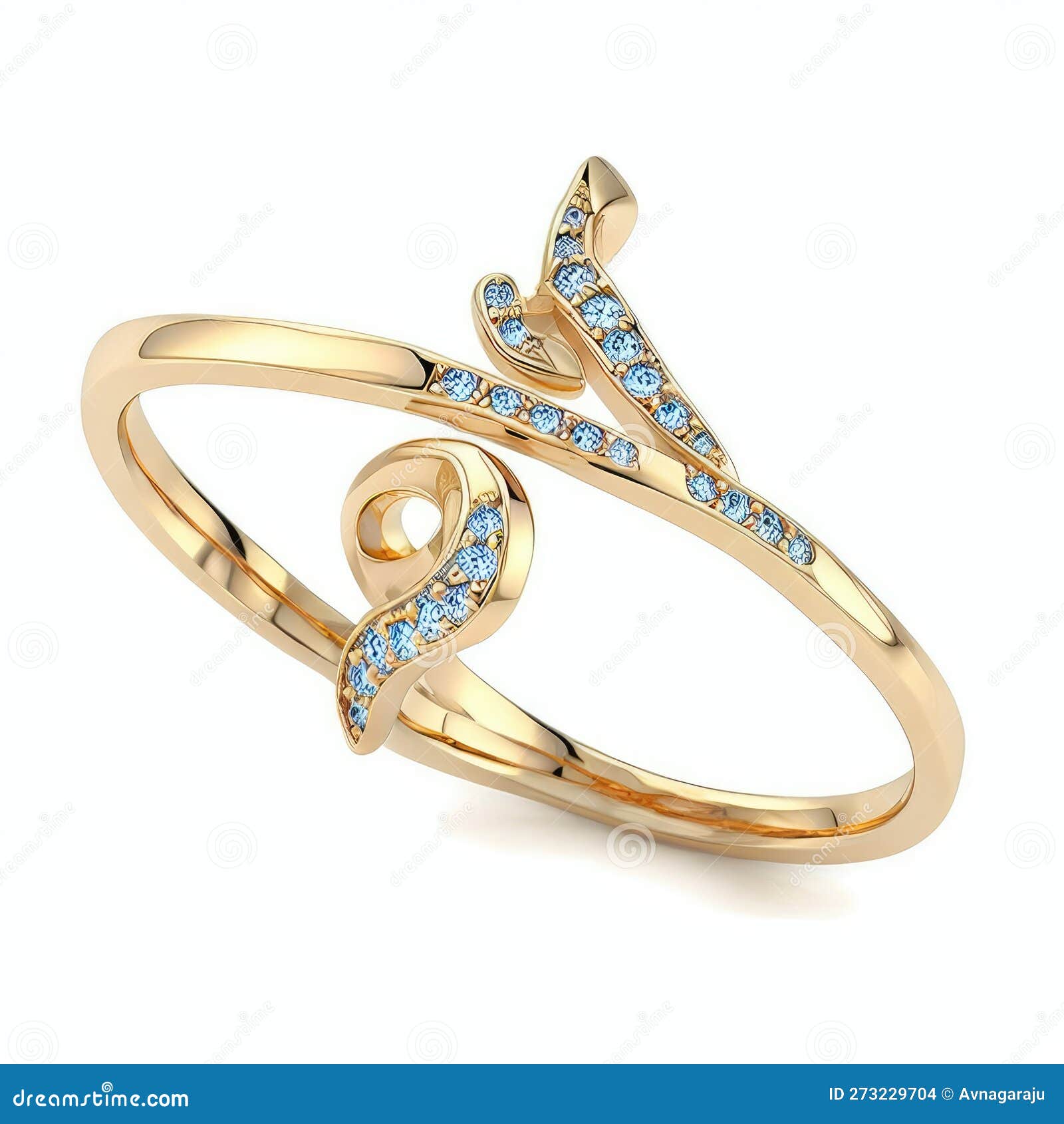 Fantasy Gold Ring with Diamond on White Background Stock Illustration ...