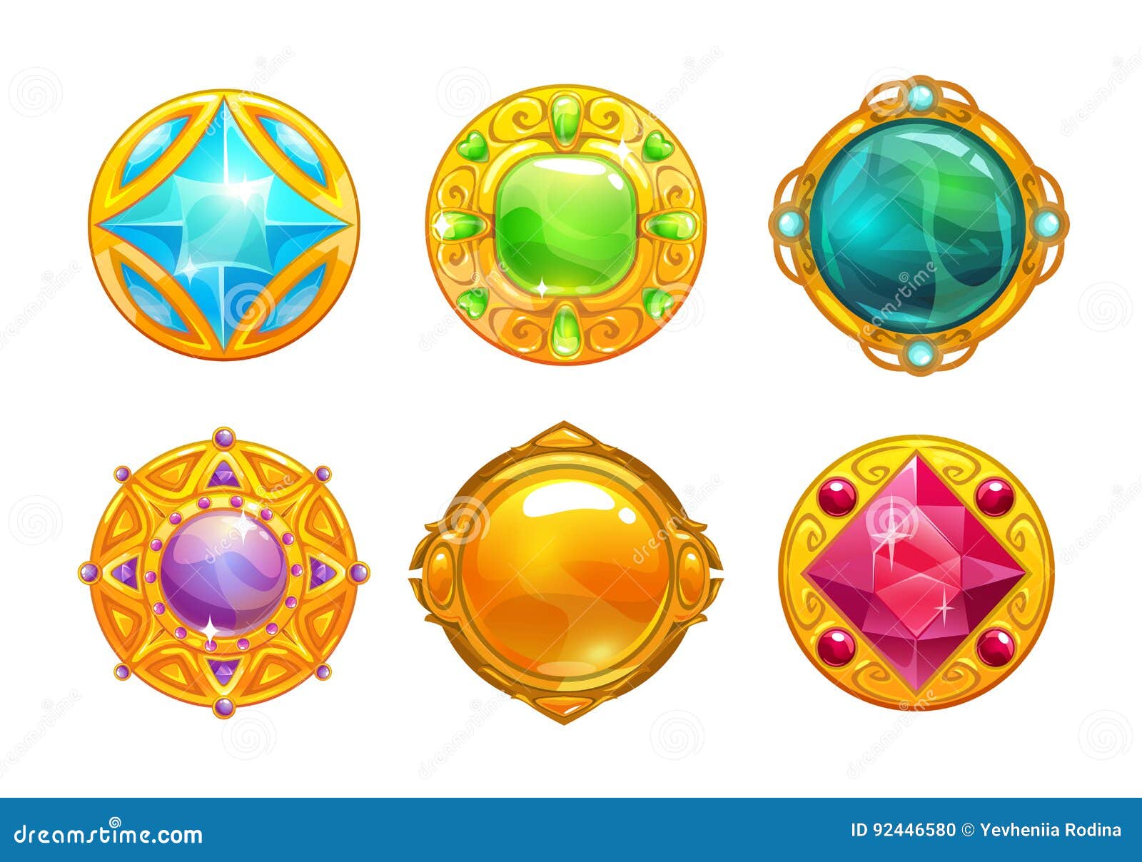 Golden Old Amulets Hearts With Gems Stock Image | CartoonDealer.com ...
