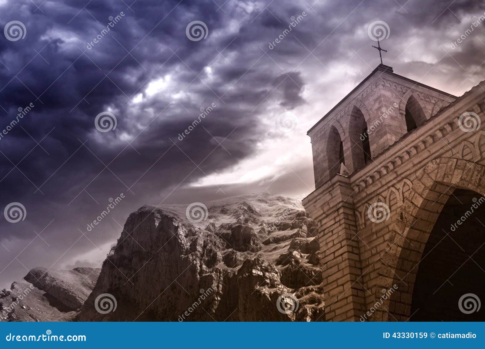 Fantasy gothic monastery stock image. Image of dreams - 43330159
