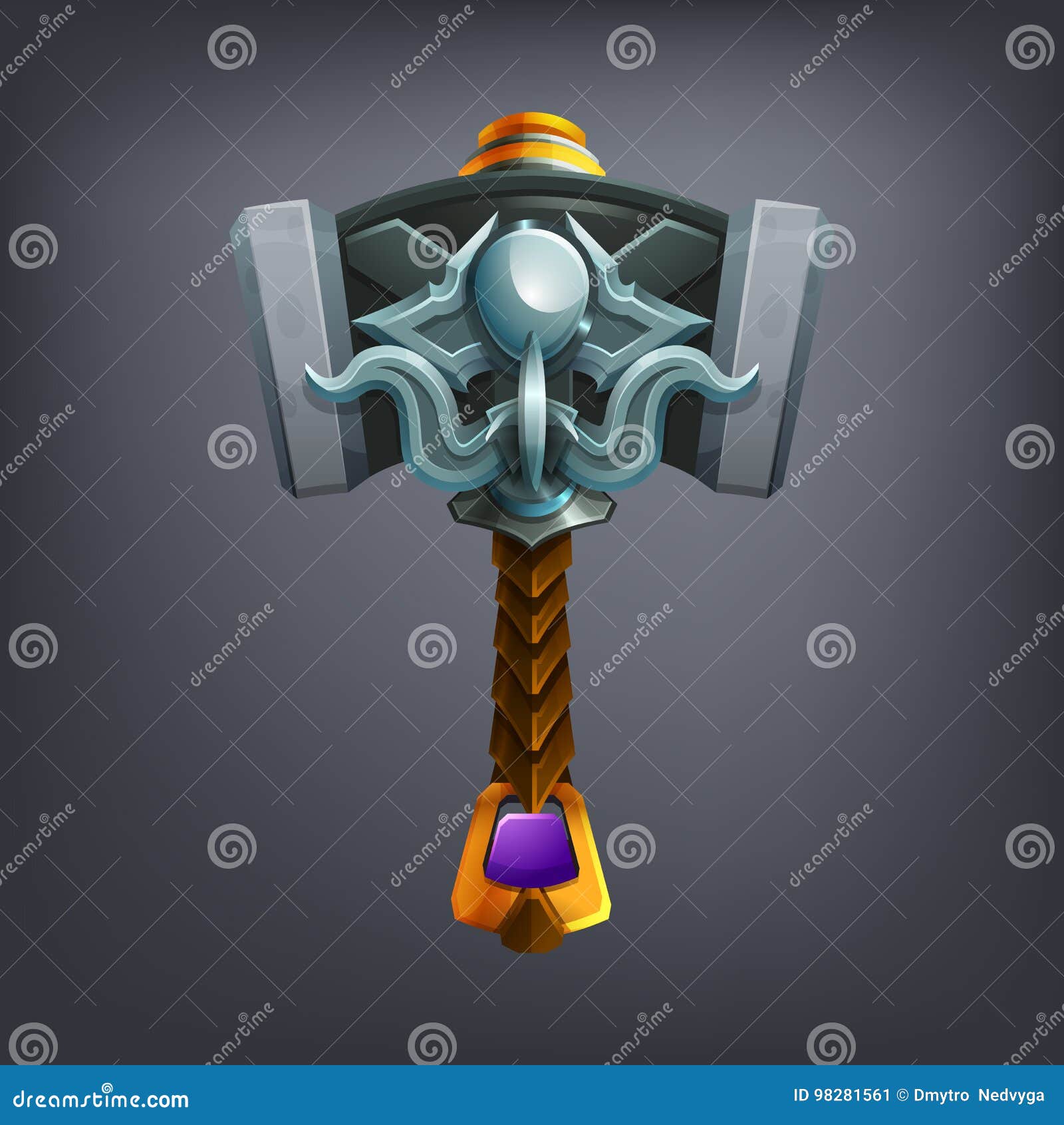 Fantasy Hammer Weapon for Game or Cards. Stock Vector - Illustration of ...