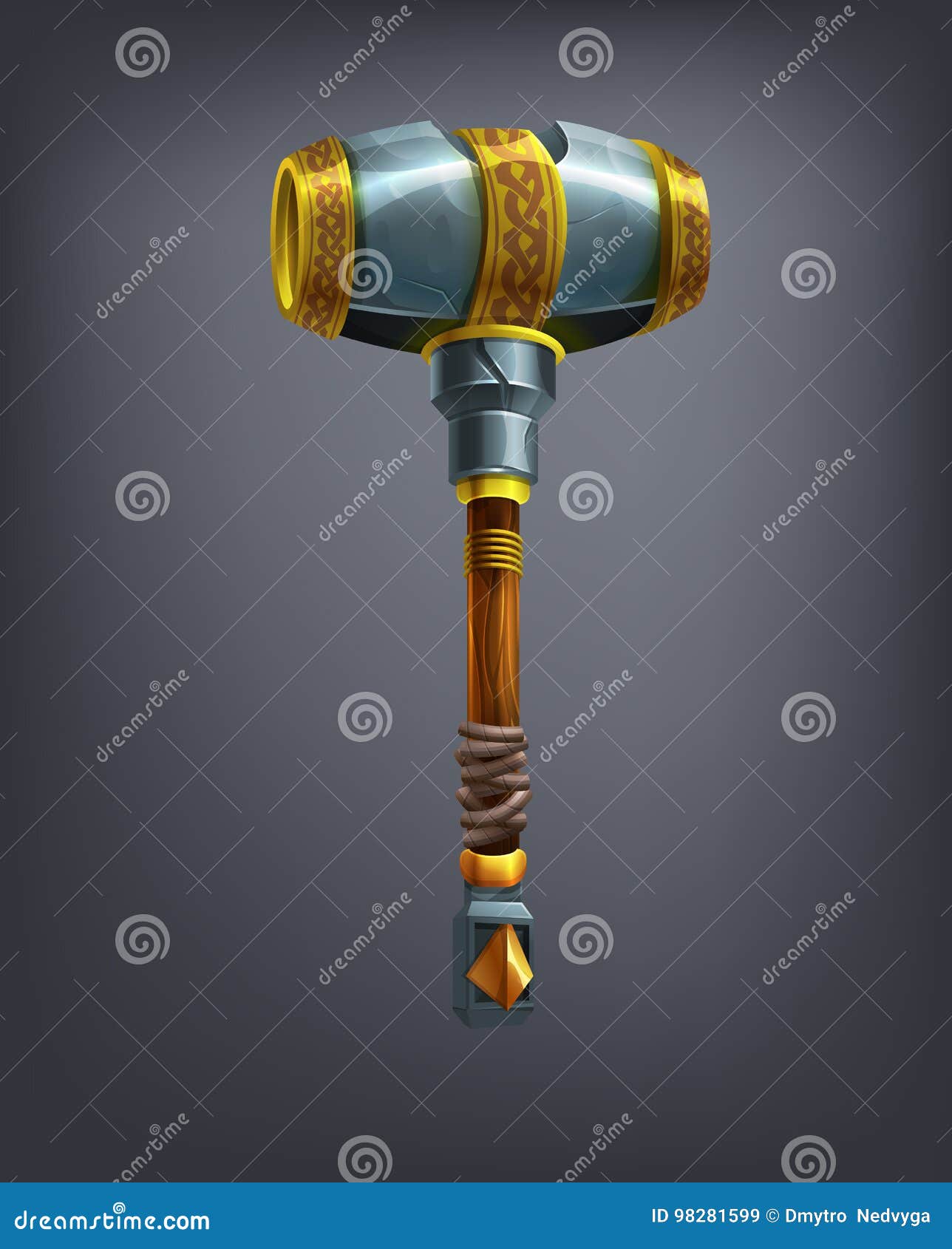 Fantasy Hammer Weapon for Game or Cards. Stock Vector - Illustration of ...