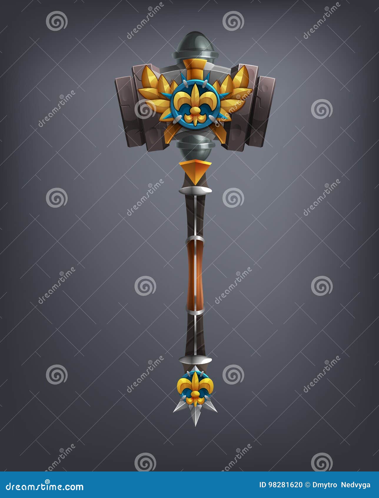 Fantasy Hammer Weapon for Game or Cards. Stock Vector - Illustration of ...
