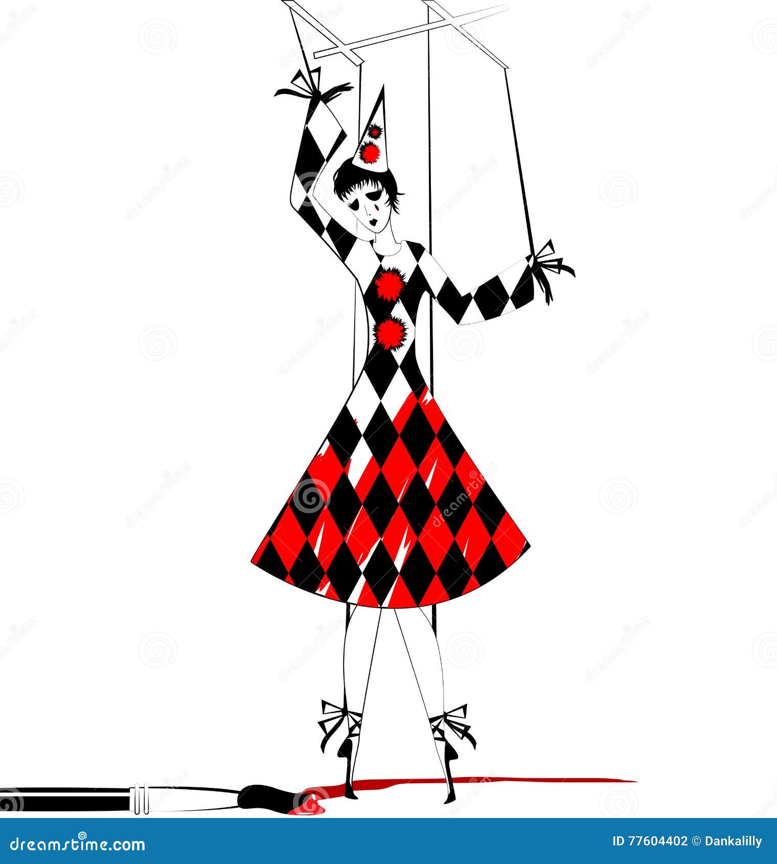 Fantasy of Hand Puppet Pierrette Stock Vector - Illustration of color ...