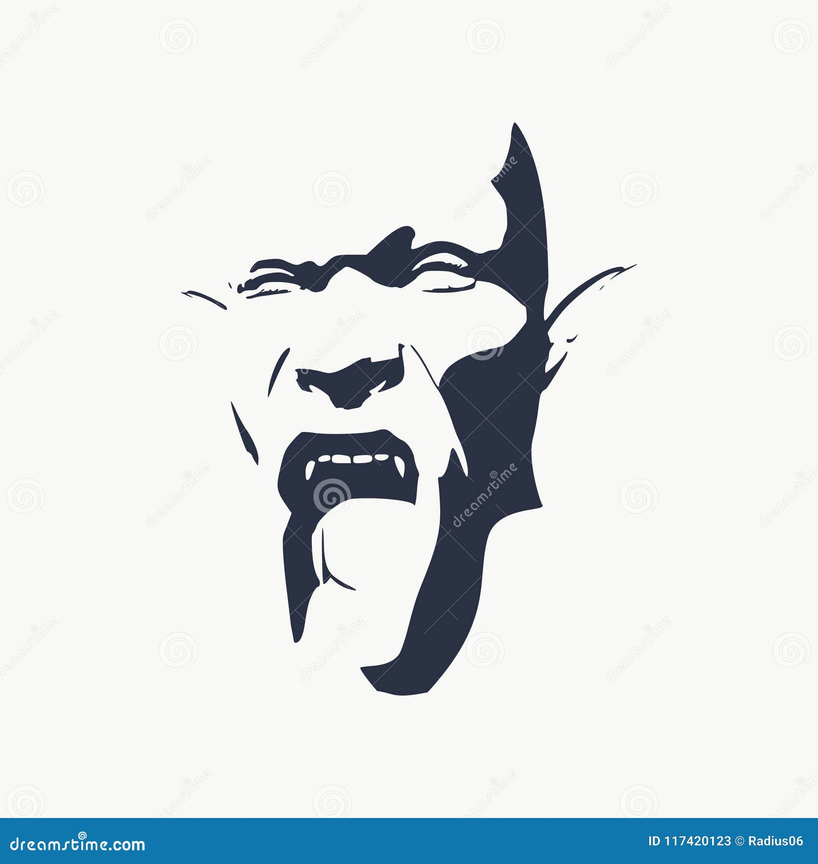 Evil orc face stock vector. Illustration of mouth, angry - 117420123