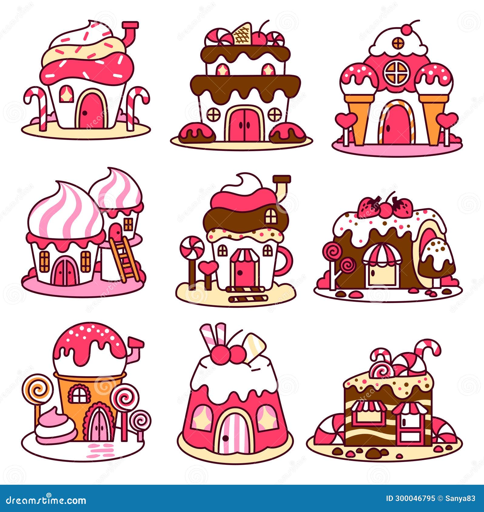 Fantasy House Made of Sweets and Candy Stock Illustration ...
