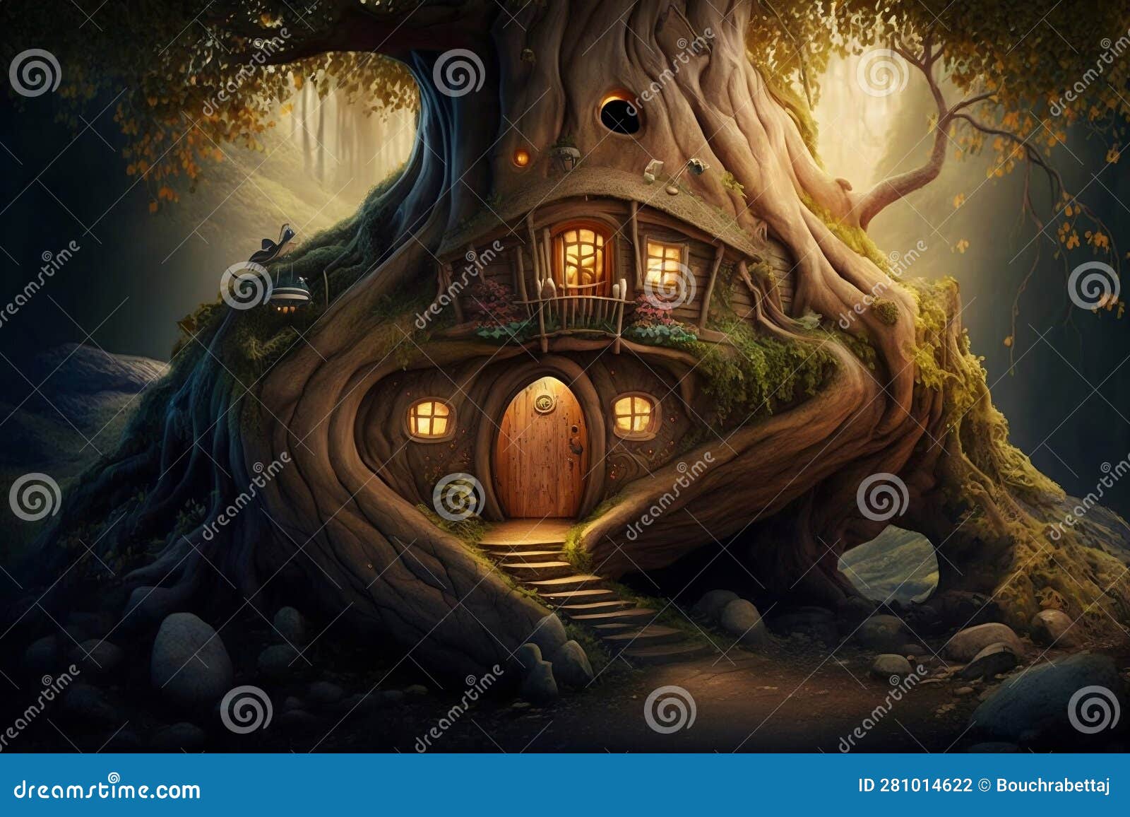 Fantasy House In Magic Forest A Fairytale Like House Located In A