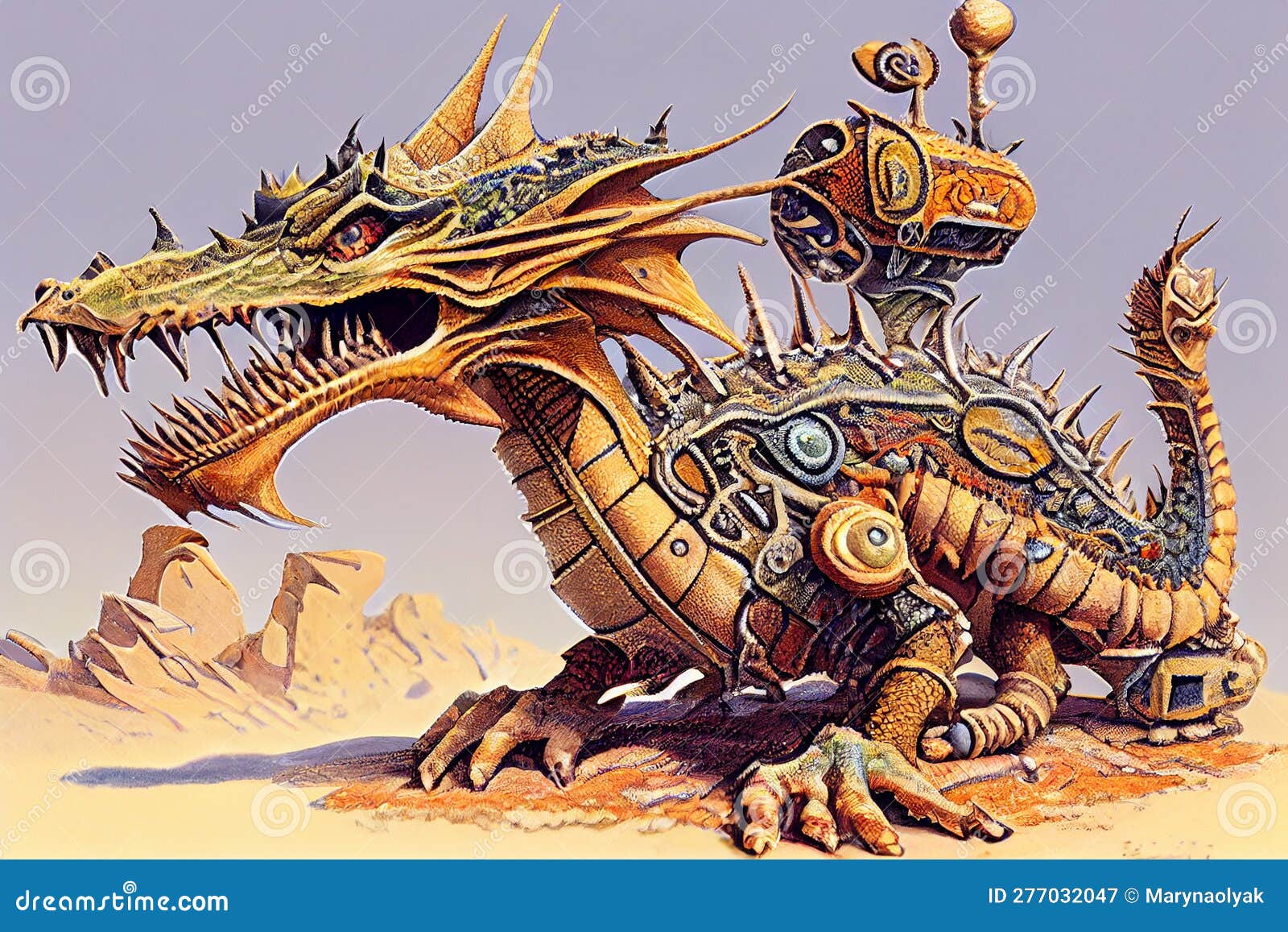 Fantasy Huge Aggressive Mystical Dragon, Generative Ai Illustration ...