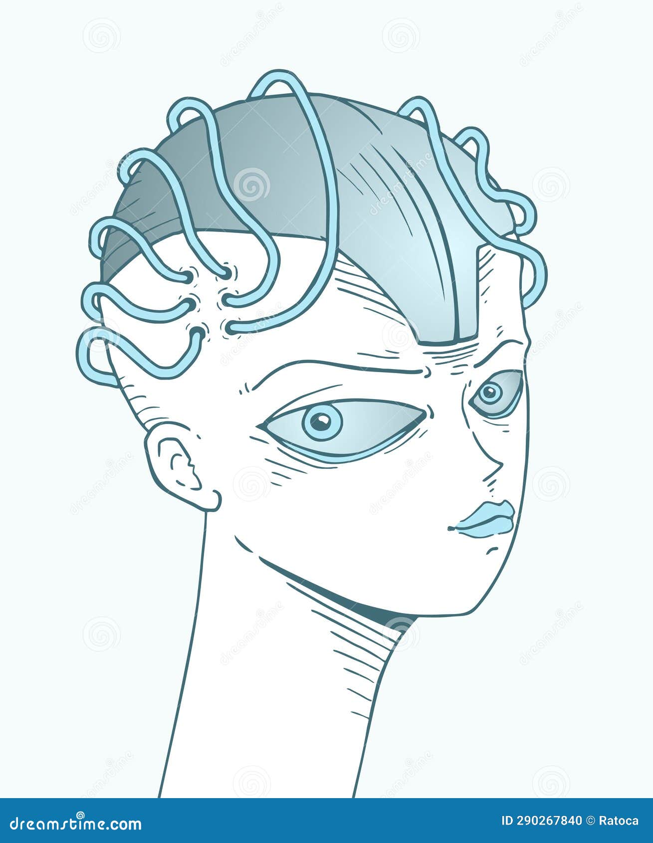 Fantasy human face stock illustration. Illustration of cyber - 290267840