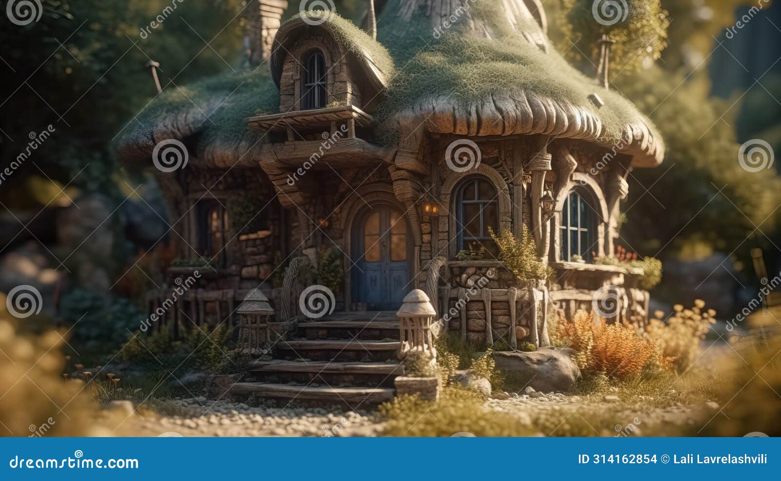 Fantasy Hut of Tiny Forest Dweller, Macro View of Fairy Tale Home Stock ...
