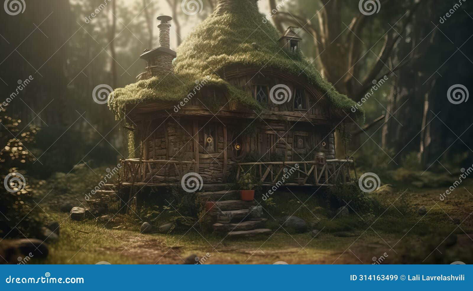 Fantasy Hut of Tiny Forest Dweller, Macro View of Fairy Tale Home Stock ...