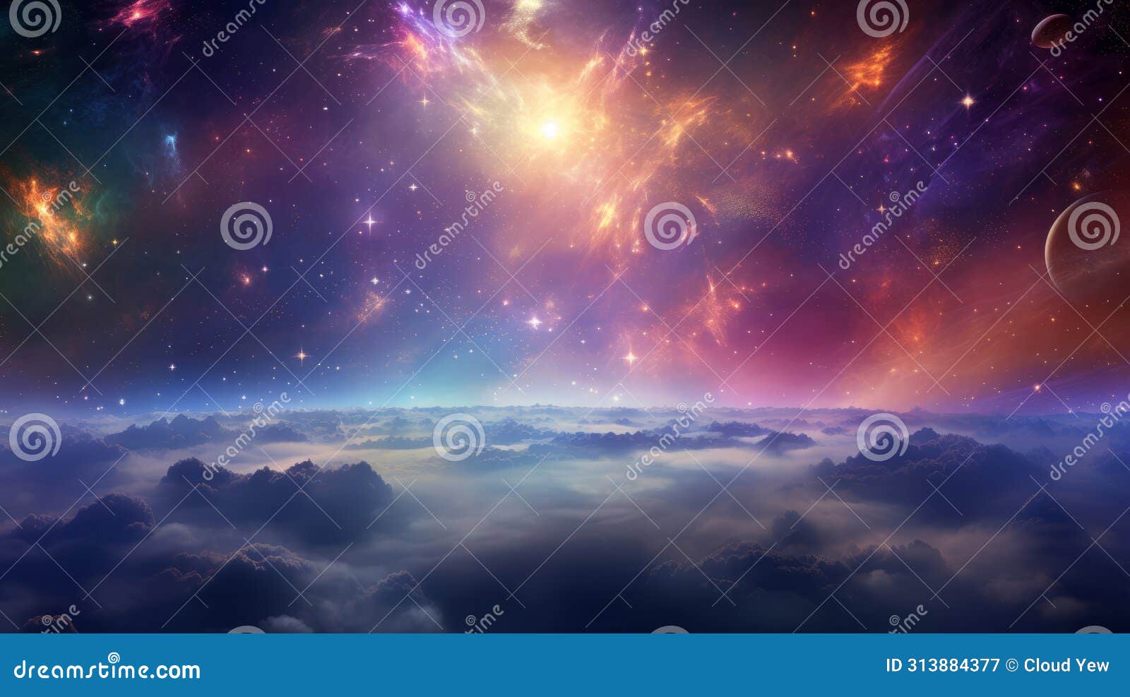 A Fantasy Hyper Zoom Backdrop with Cosmic Wonders Stock Illustration ...