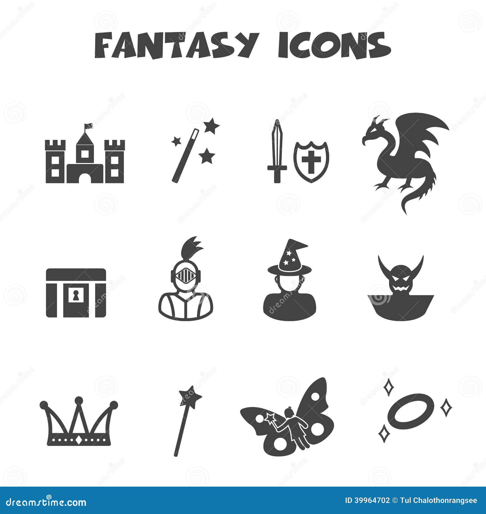 Fantasy Icons Stock Vector - Image: 39964702