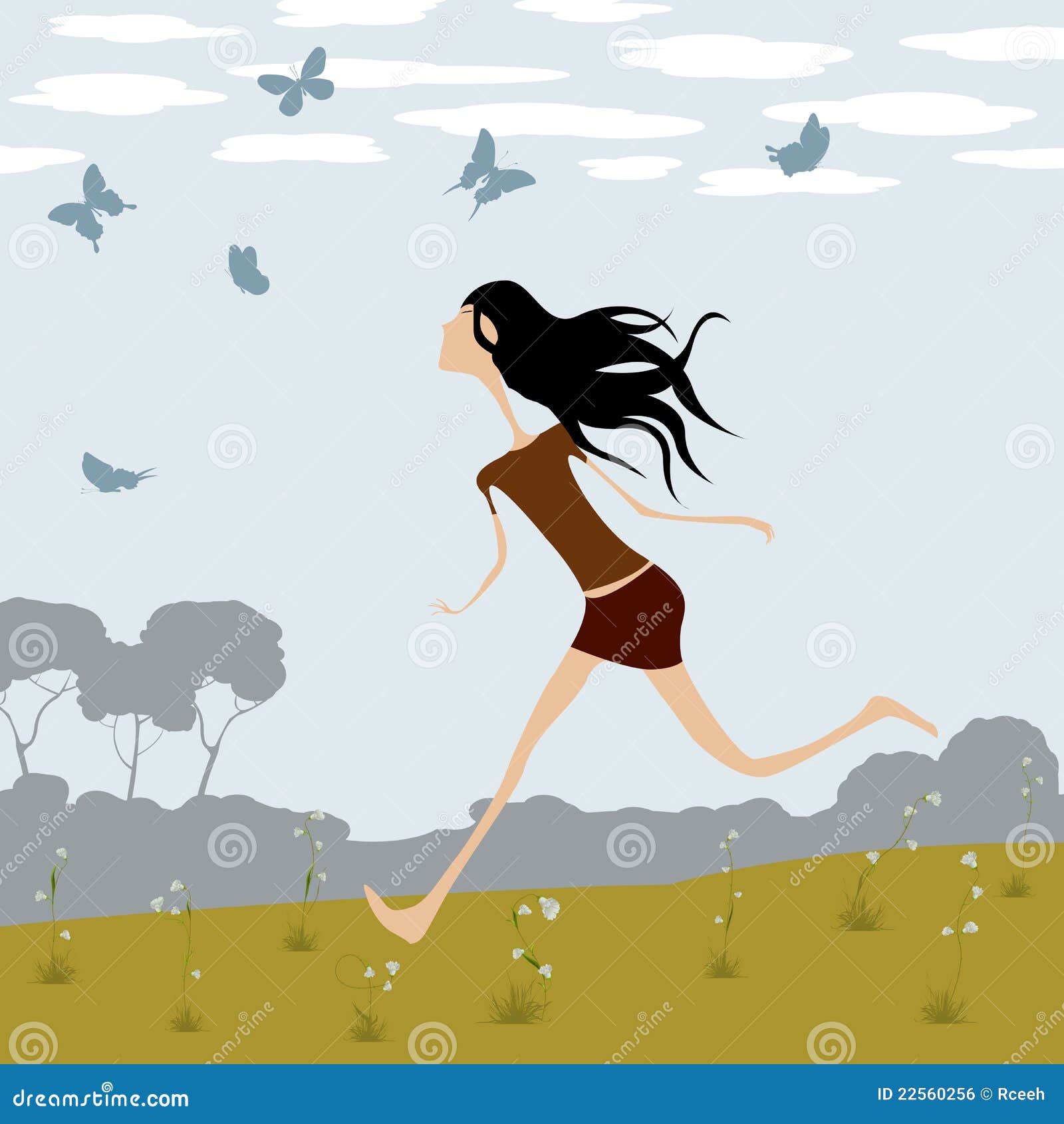 Girl Chasing Butterfly