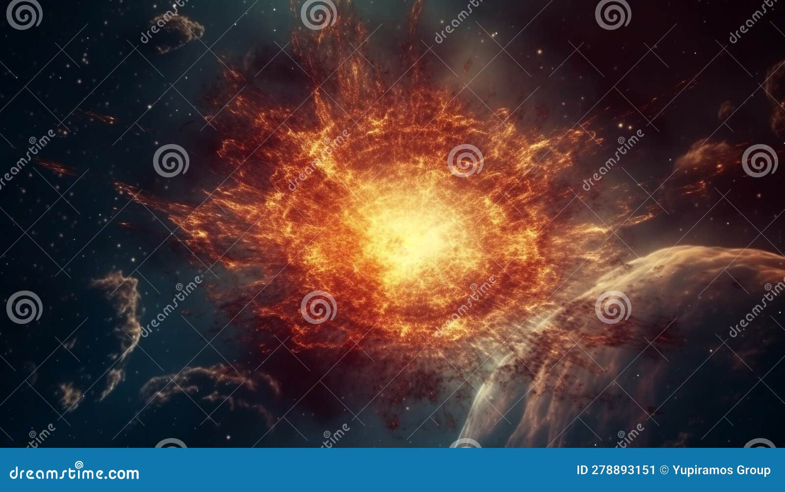 Fantasy Illustration of a Galaxy Exploding in a Fiery Inferno Generated ...