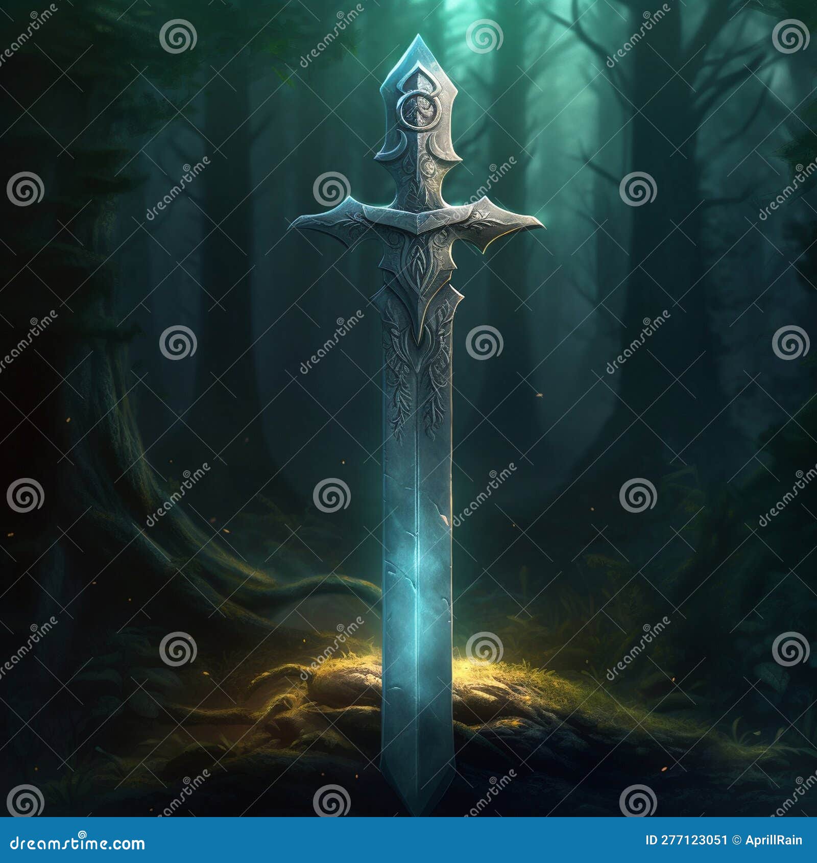 Ancient Magic Sword stock illustration. Illustration of knight - 277123051