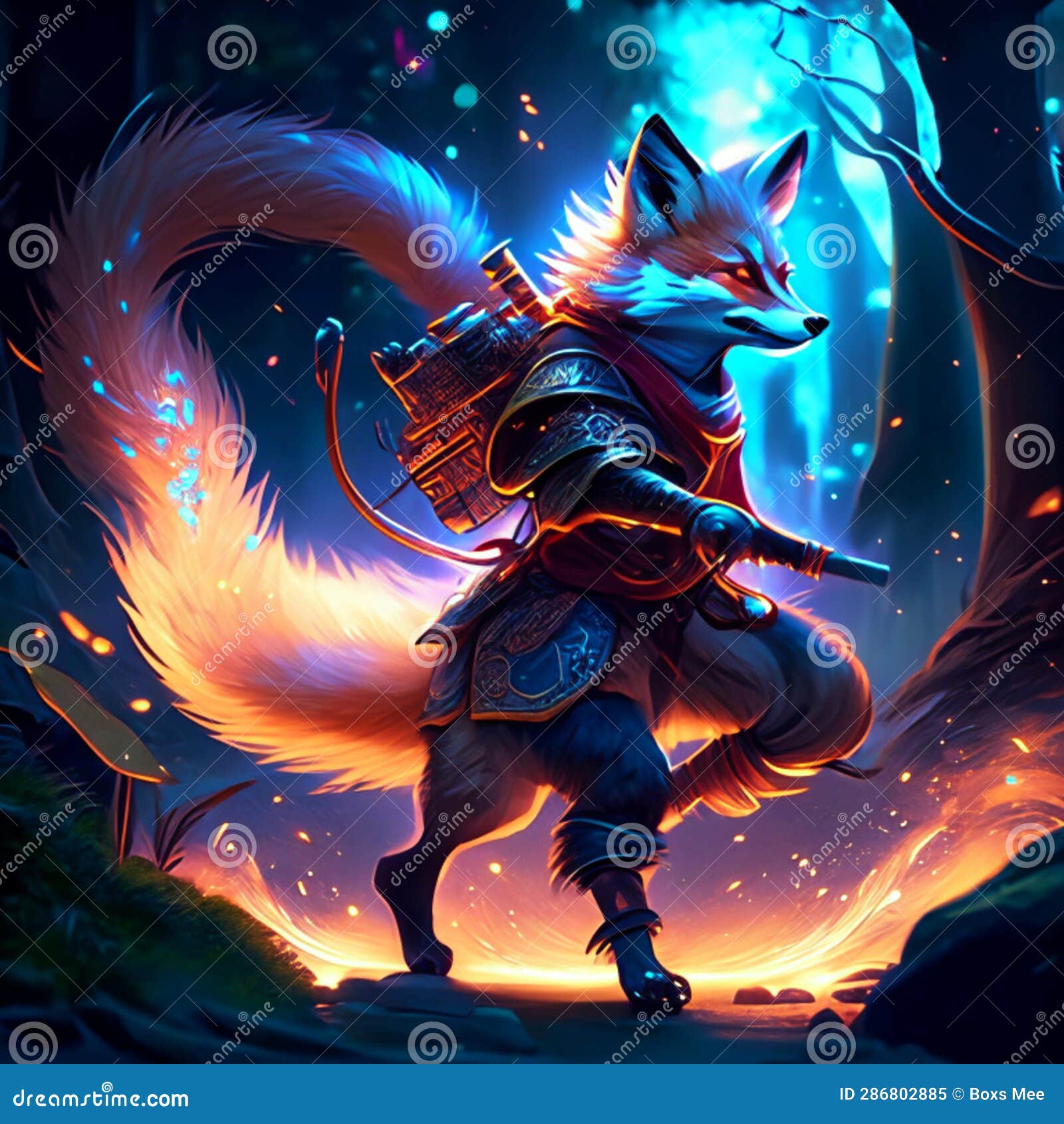 Fantasy Illustration of a Red Fox in a Fantasy Forest, 3d Digitally ...