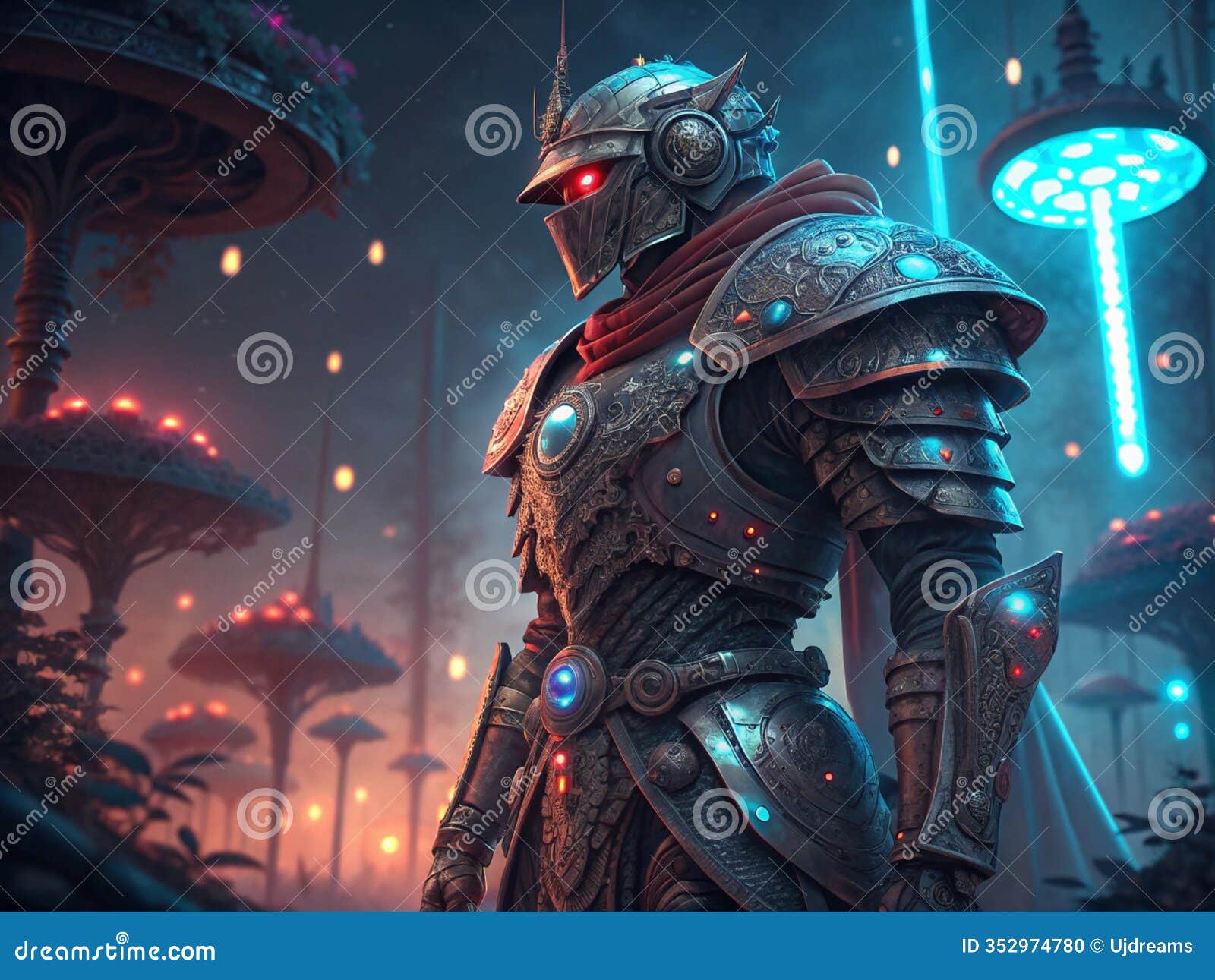 Fantasy Illustration, Robot Knight in the Distant Future Stock Illustration - Illustration of ...