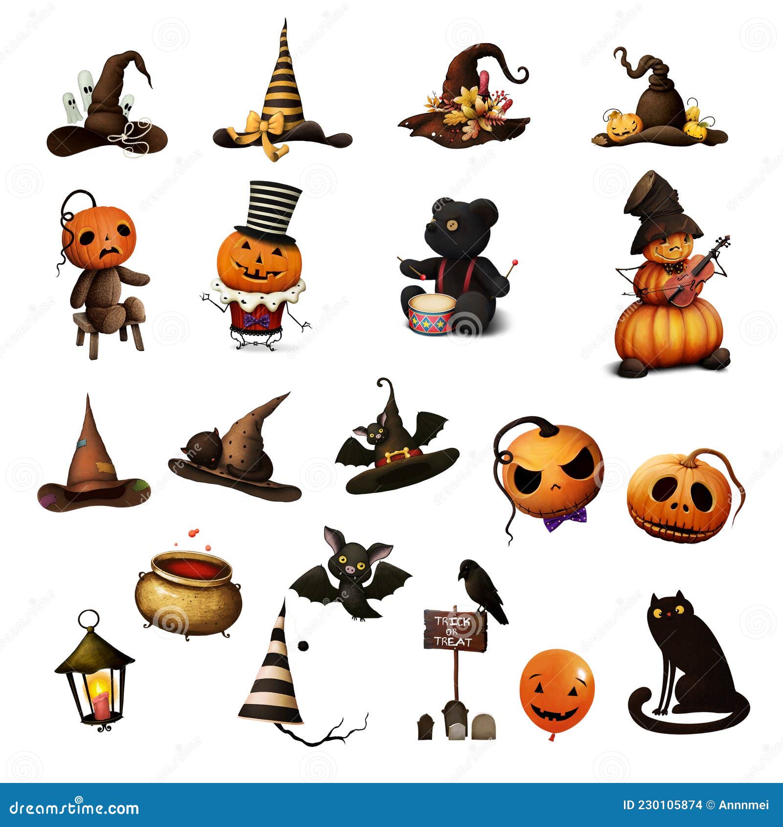 Halloween Objects Collection Stock Illustration - Illustration of ...
