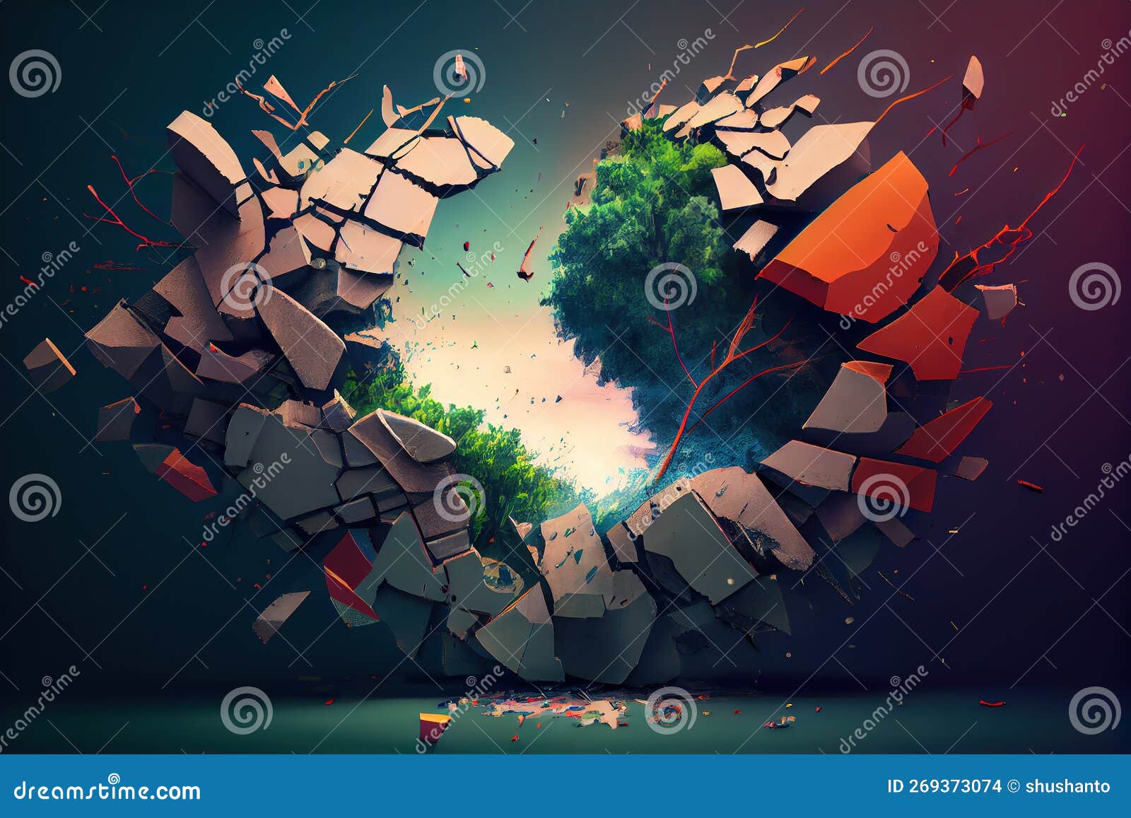 Fantasy Illustration of Shattered Creative Manipulation Stock ...