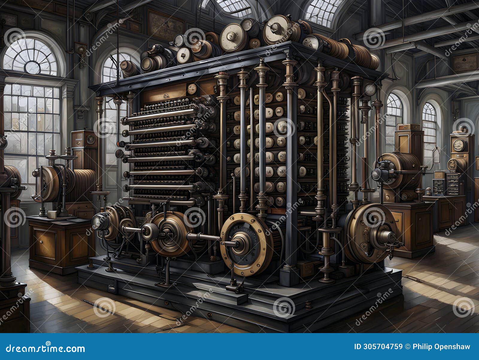 Illustration of a 19th Century Difference Engine Type Mechanical ...