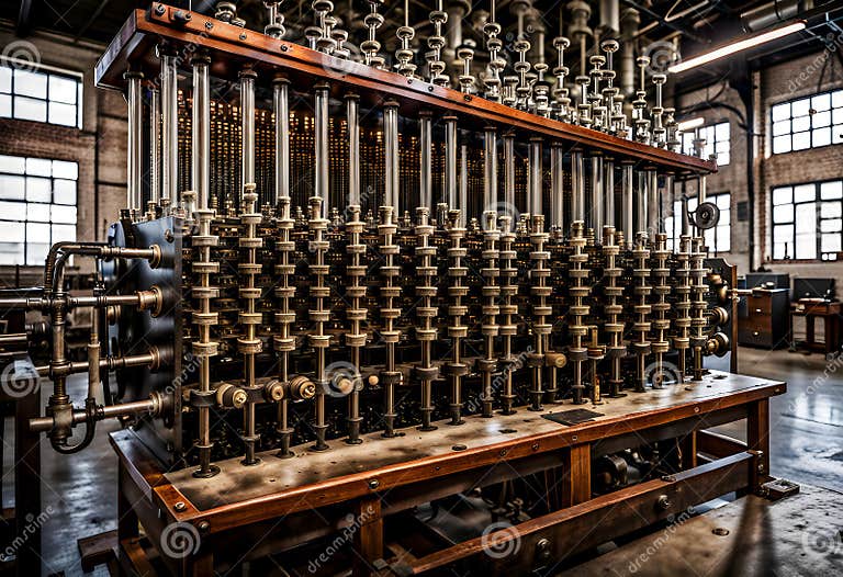 Fantasy Illustration of a 19th Century Difference Engine Mechanical ...