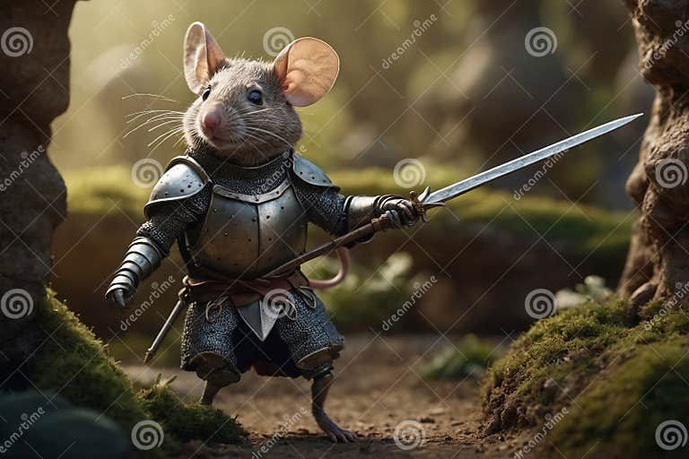Fantasy Image of Amouse, Dressed in Tiny Armor, Holding a Small Lance ...