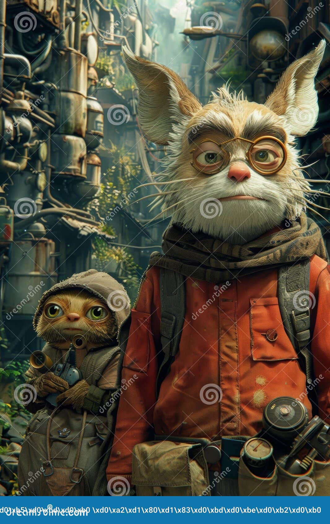 Fantasy Image of Anthropomorphic Animals Exploring a Post-apocalyptic ...