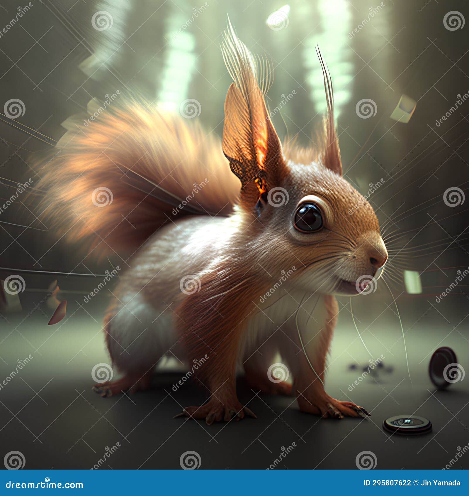 Fantasy Image of a Cute Red Squirrel with Fluffy Tail and Eyes Stock ...