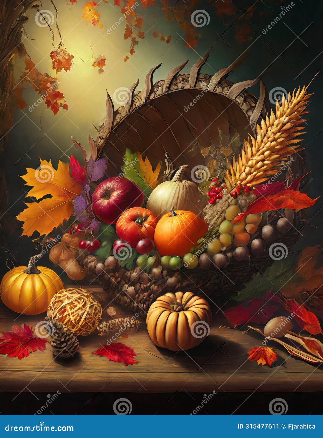 Fantasy Image with Harvested Vegetables As Cornucopia for Thanksgiving ...