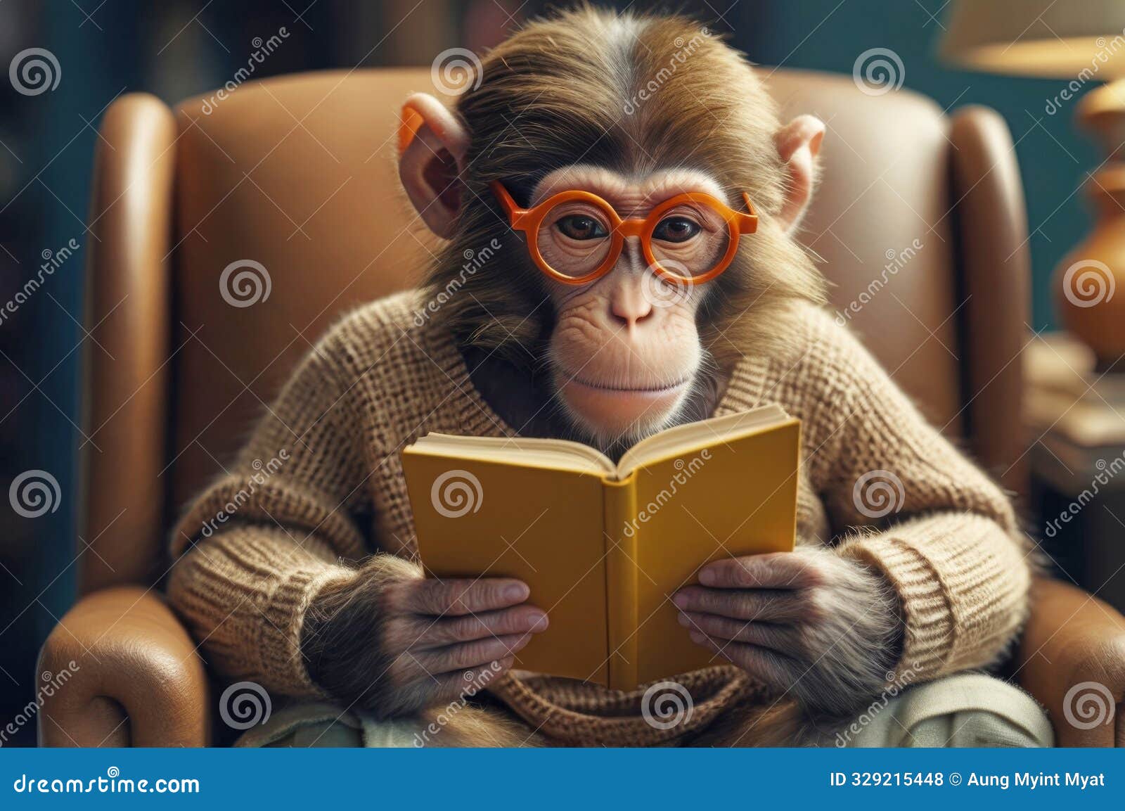 Fantasy Image of Monkey Reading a Book Stock Photo - Image of rock ...