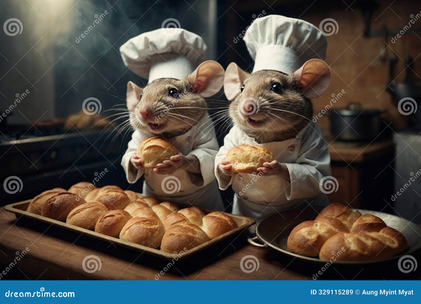 Fantasy Image of a Mouse Baker in a Chef Hat and Apron, Holding a Tray ...