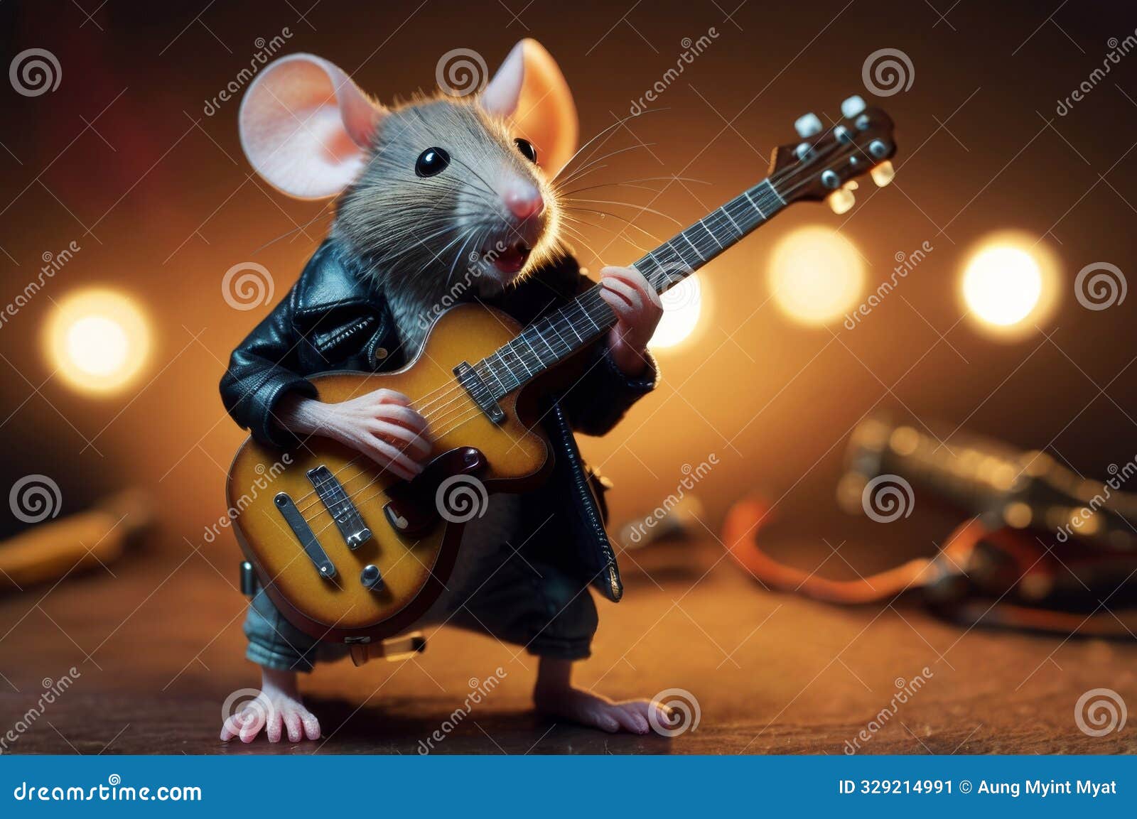 Fantasy Image of Mouse Playing Guitar Stock Image - Image of tiny ...