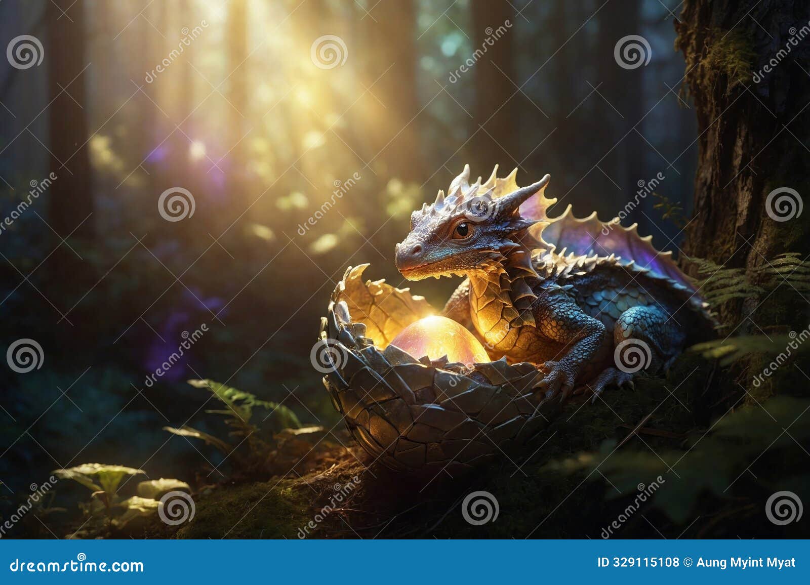 Fantasy Image of Mythical Creature, Dragon, Newborn Stock Illustration ...
