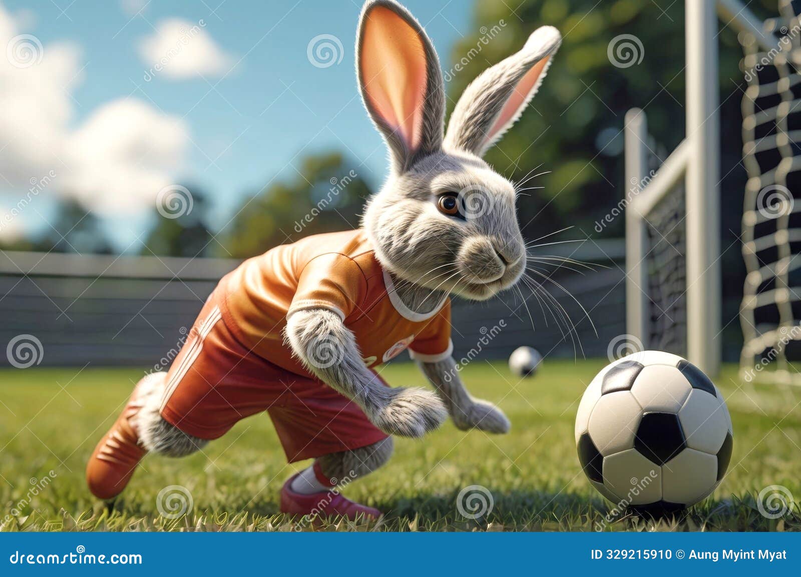 Fantasy Image of Rabbit Playing Soccer Stock Photo - Image of wild ...