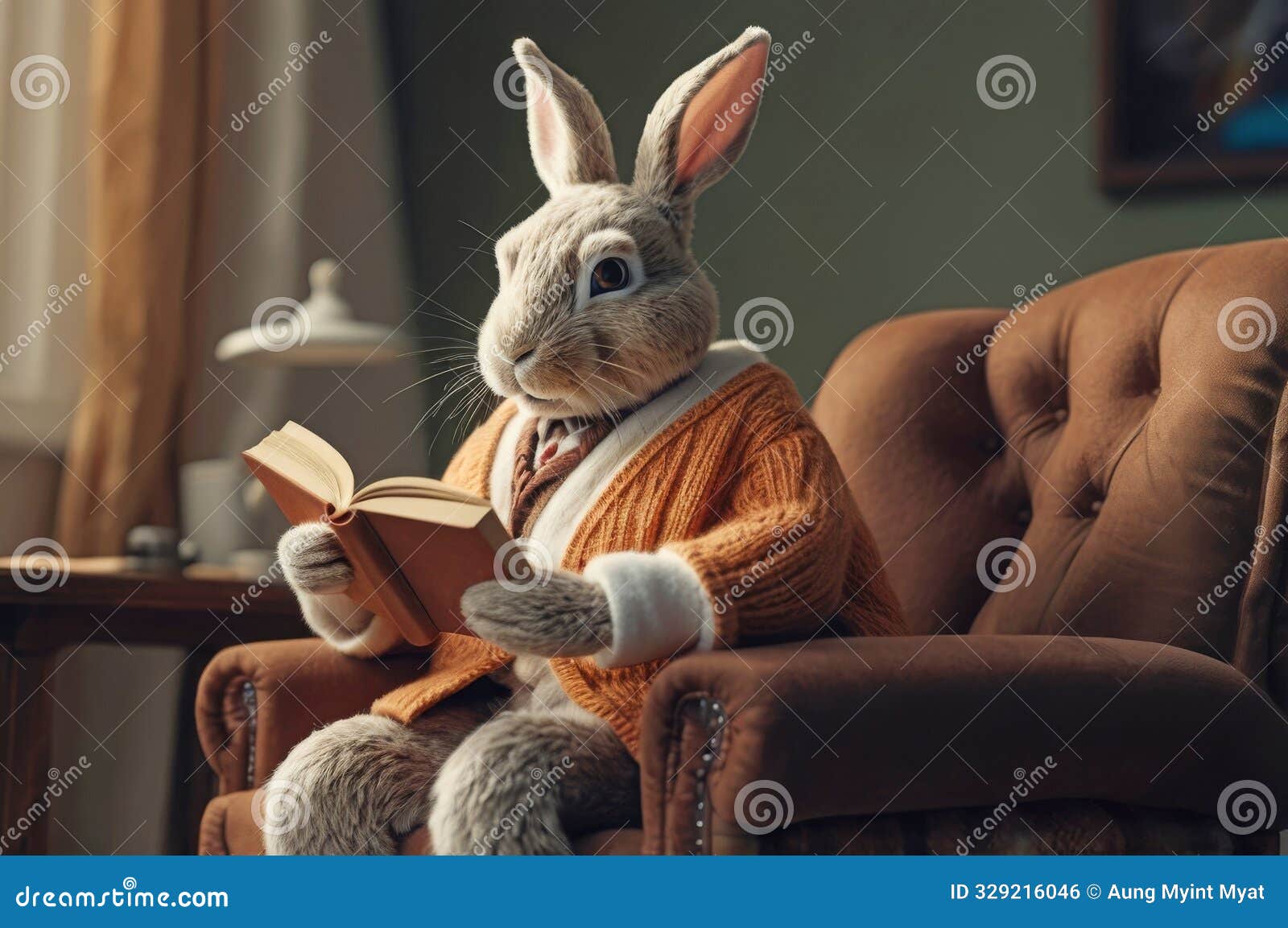 Fantasy Image of Rabbit Reading a Book Stock Photo - Image of sitting ...