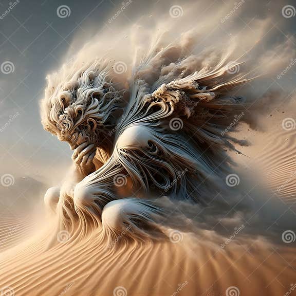 Fantasy Image of a Sand Dune Figure of an Fallen Angle in Midst of the ...