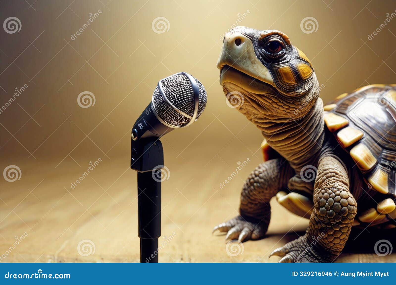 Fantasy Image of Tortoise Singing with a Microphone Stock Photo - Image ...