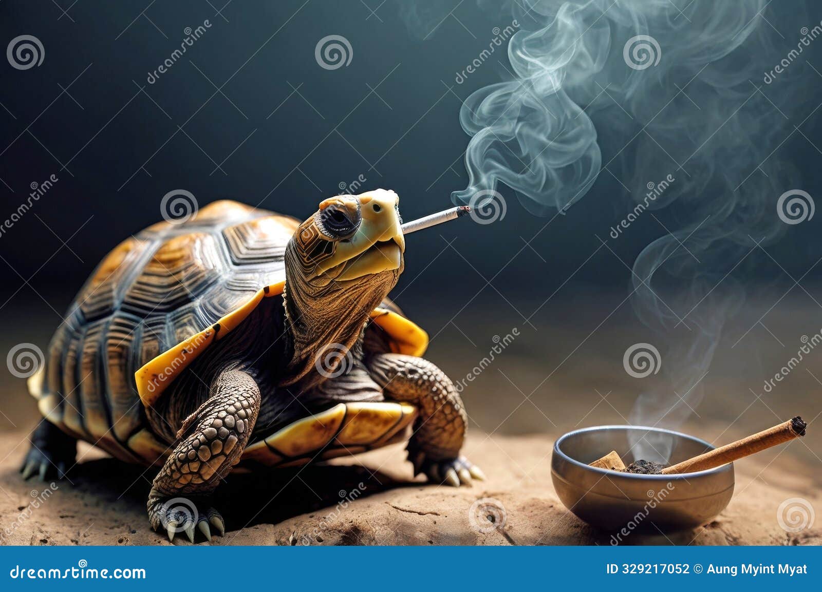 Fantasy Image of Tortoise Smoking a Cigarette Stock Illustration ...