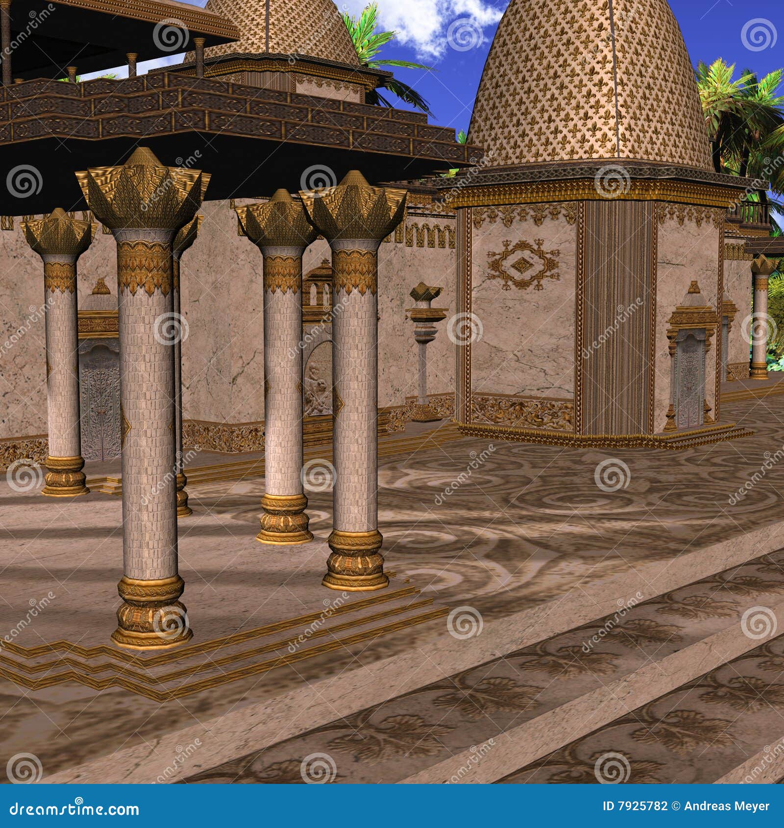 Fantasy Indian Temple stock illustration. Illustration of stone - 7925782