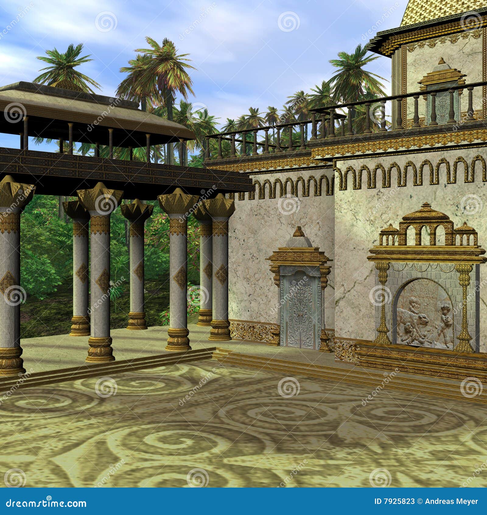 Fantasy Indian Temple stock illustration. Illustration of render - 7925823