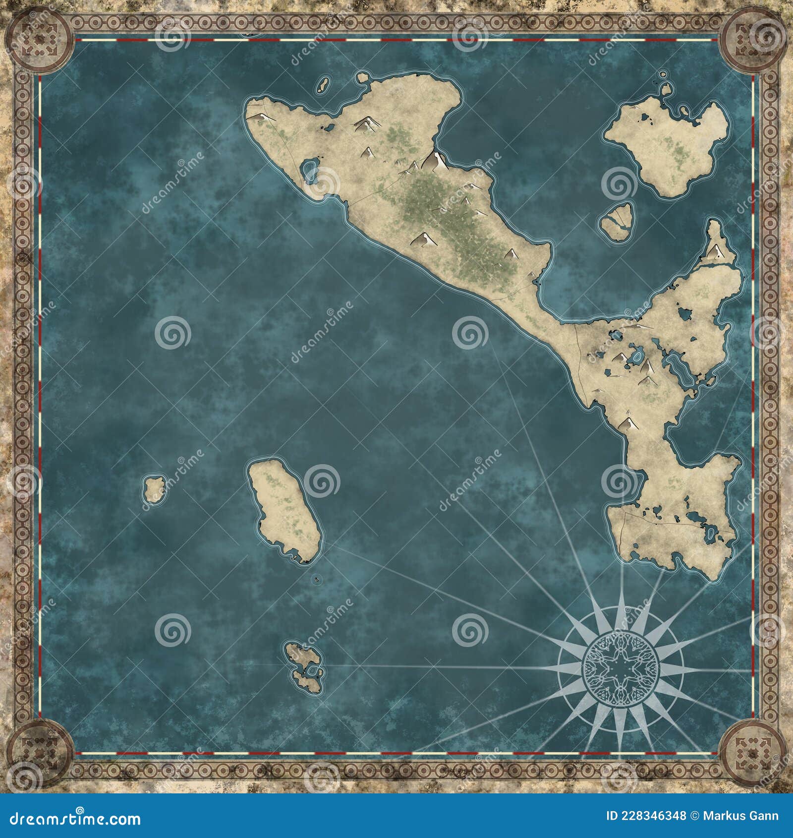 Fantasy-Inselkarte stock abbildung. Illustration von nähern - 228346348