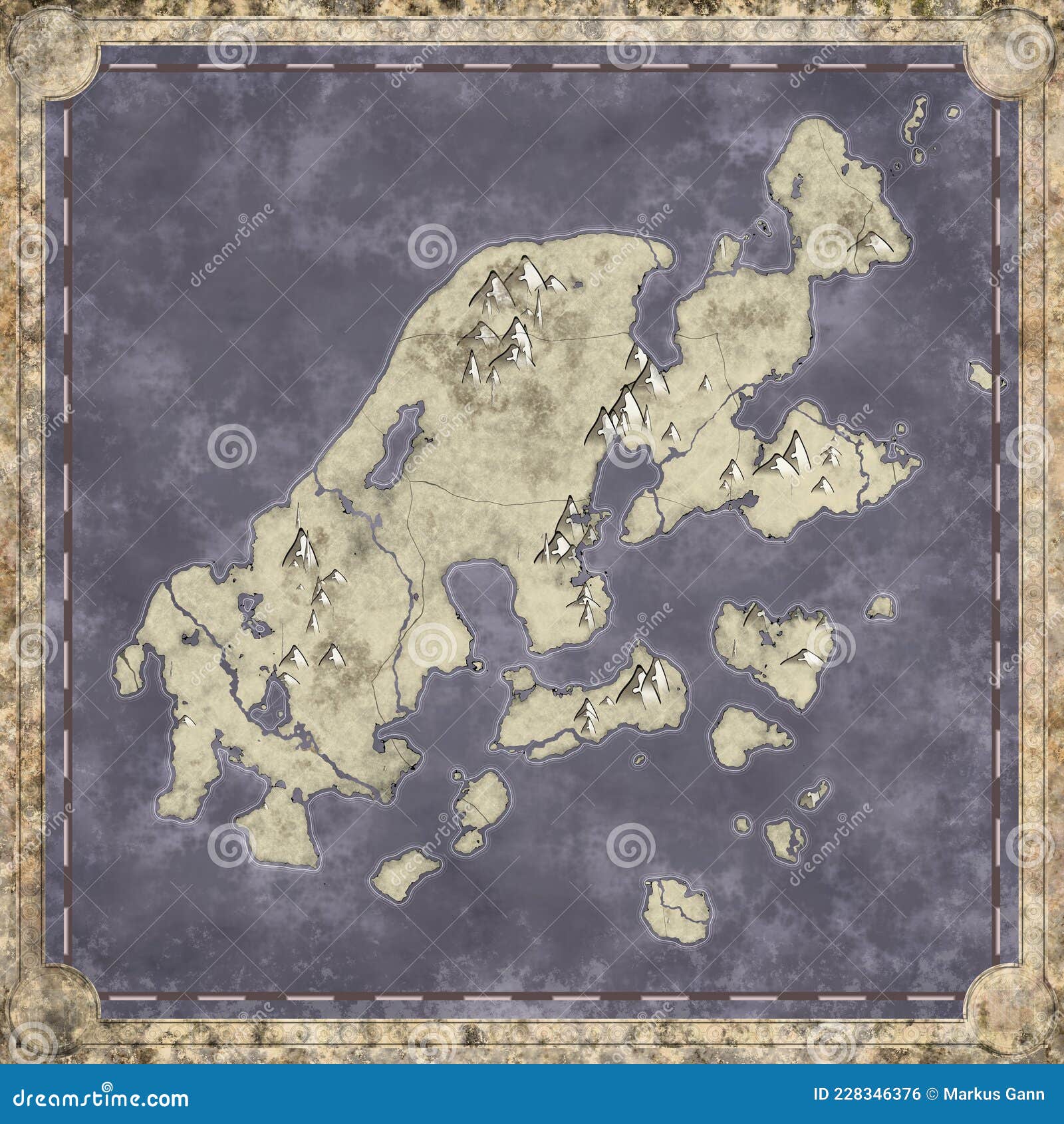 Fantasy-Inselkarte stock abbildung. Illustration von pirat - 228346376
