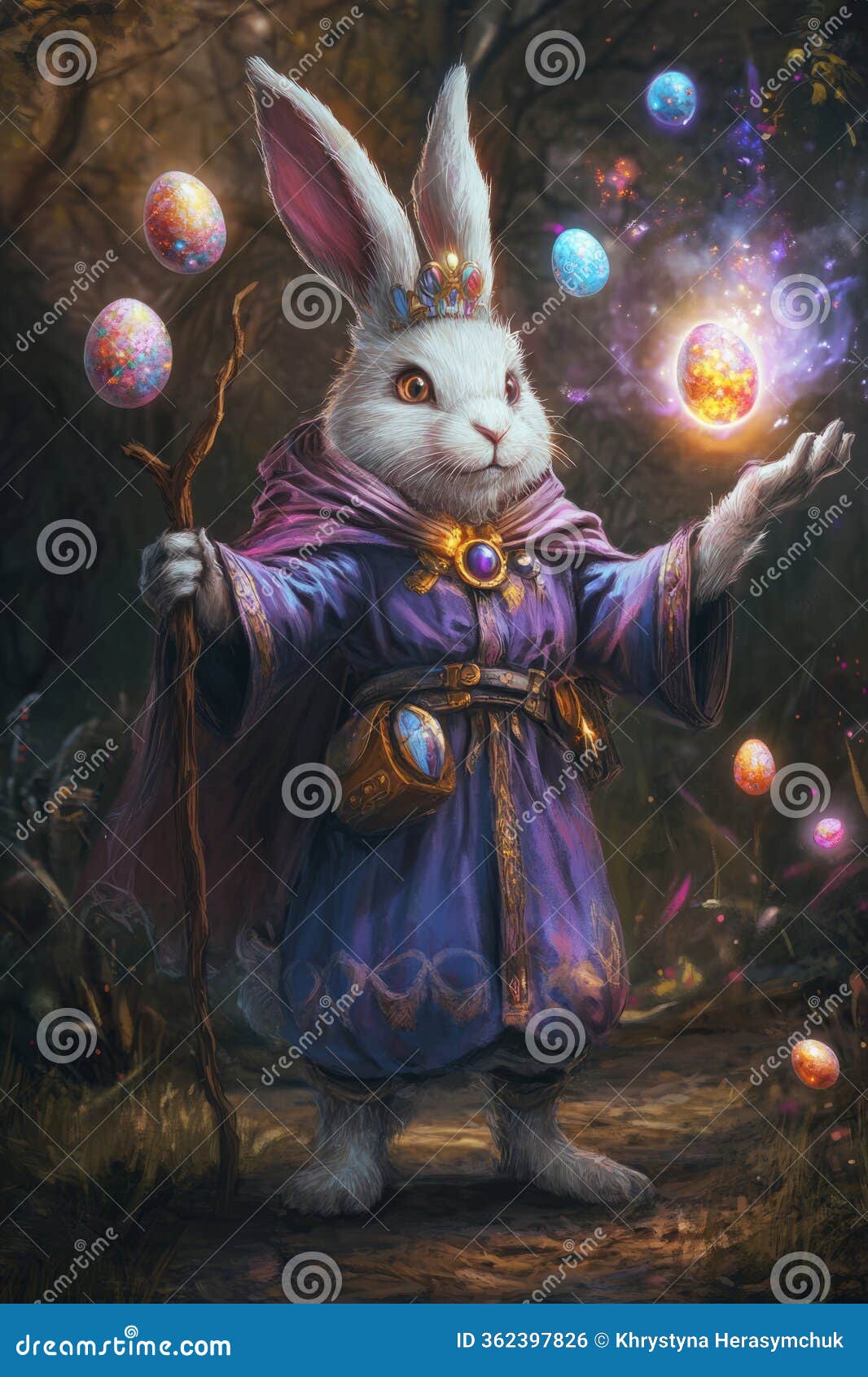 A Fantasy-inspired Easter Bunny Dressed As a Wizard, Using a Magical ...