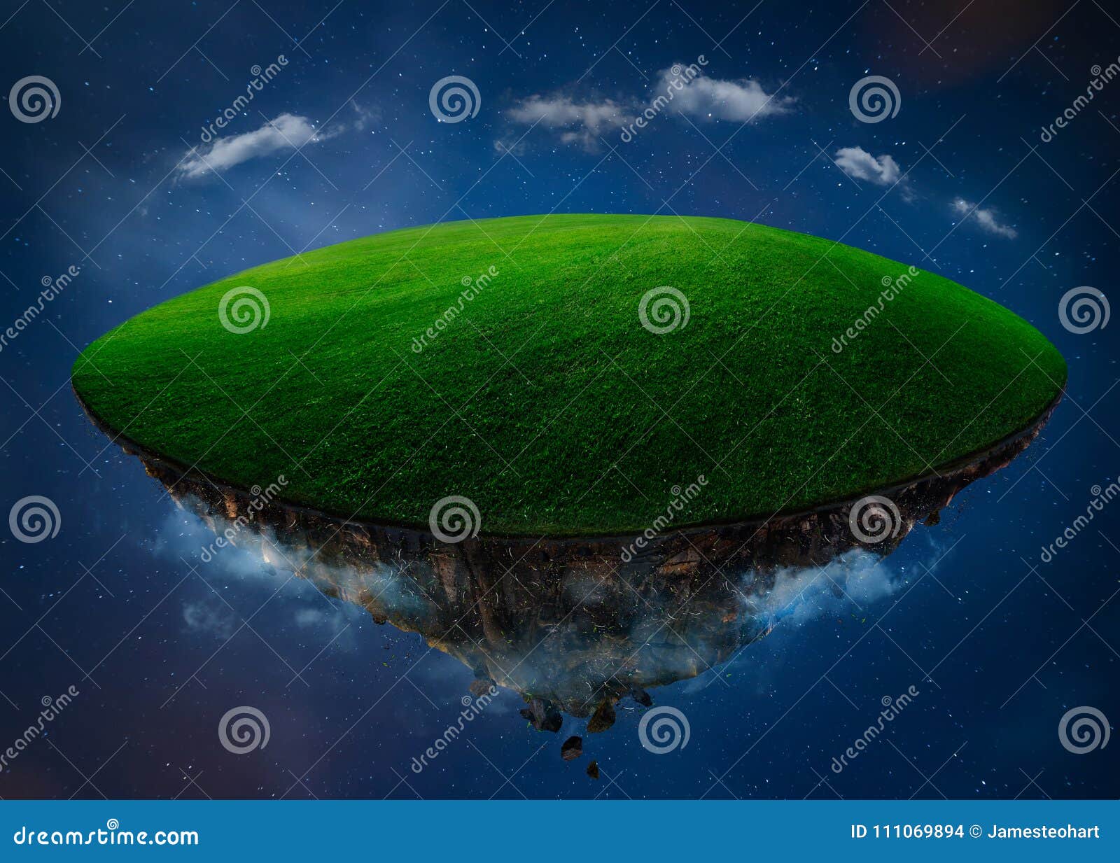 Fantasy Island Floating In The Air With Modern City Skyline Stock Image ...