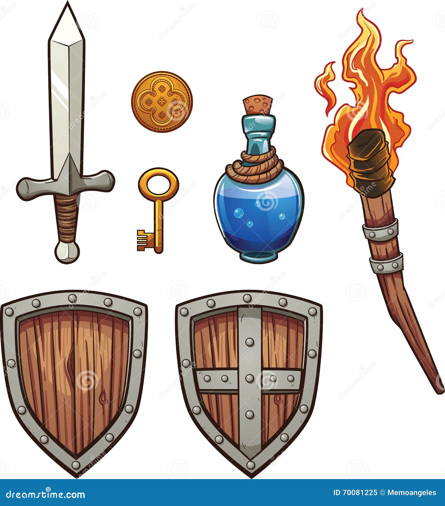 Fantasy items stock vector. Illustration of sword, vector - 70081225