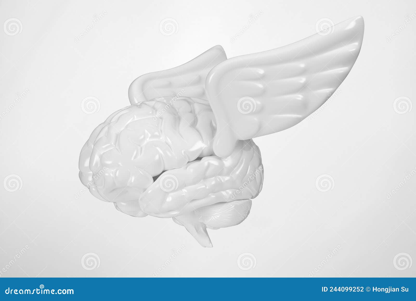 Fantasy Journey Fly Brain with Wings 3d Illustration Stock Illustration ...