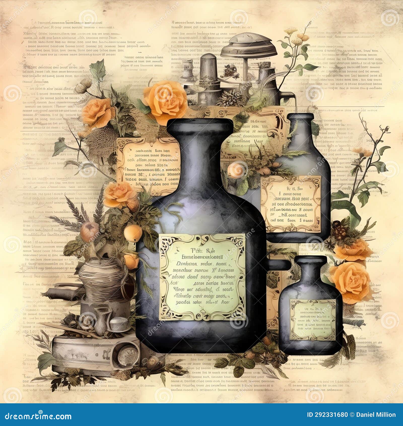 Fantasy Junk Journal Digital Paper Stock Illustration - Illustration of ...