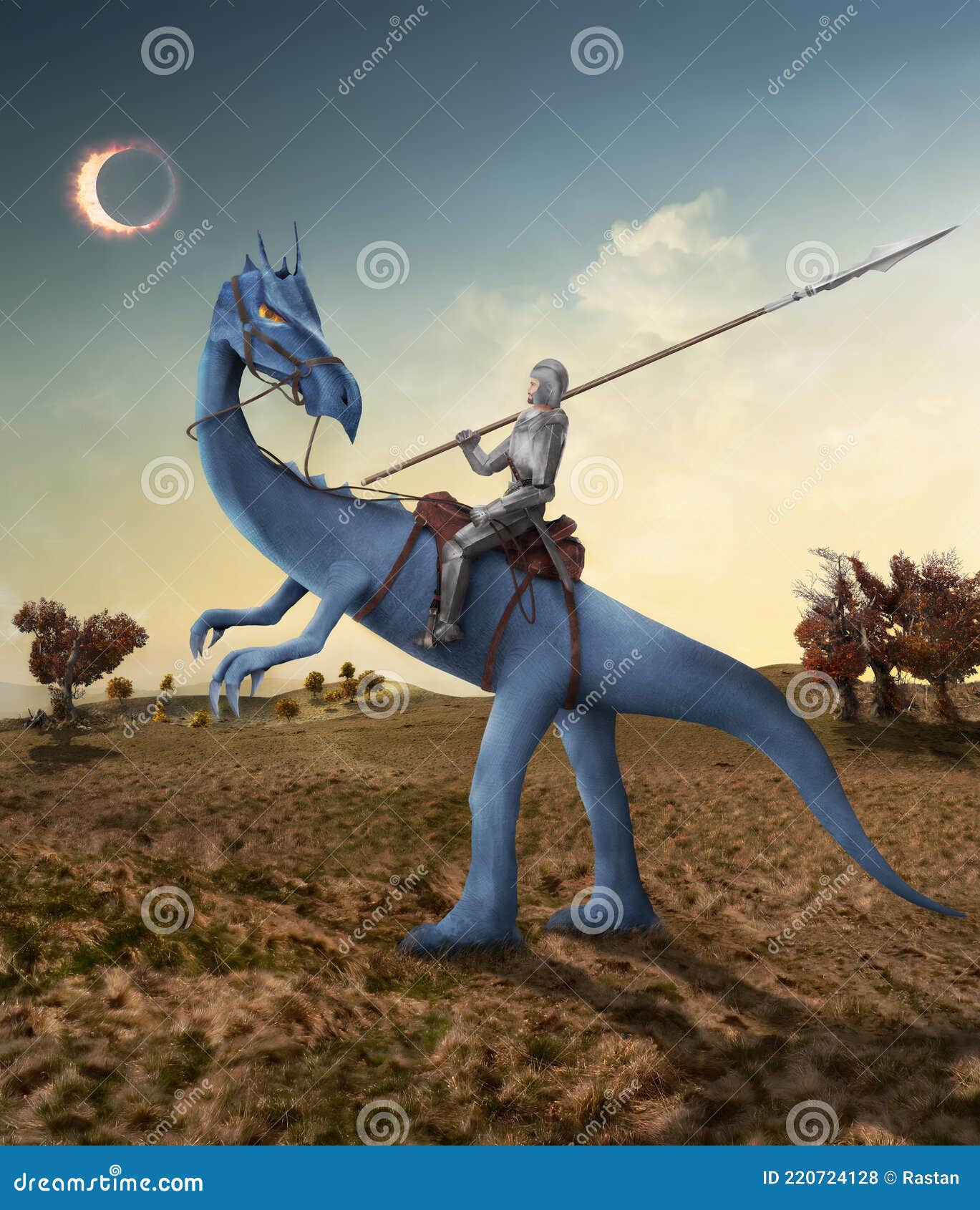 Fantasy knight stock illustration. Illustration of creature - 220724128